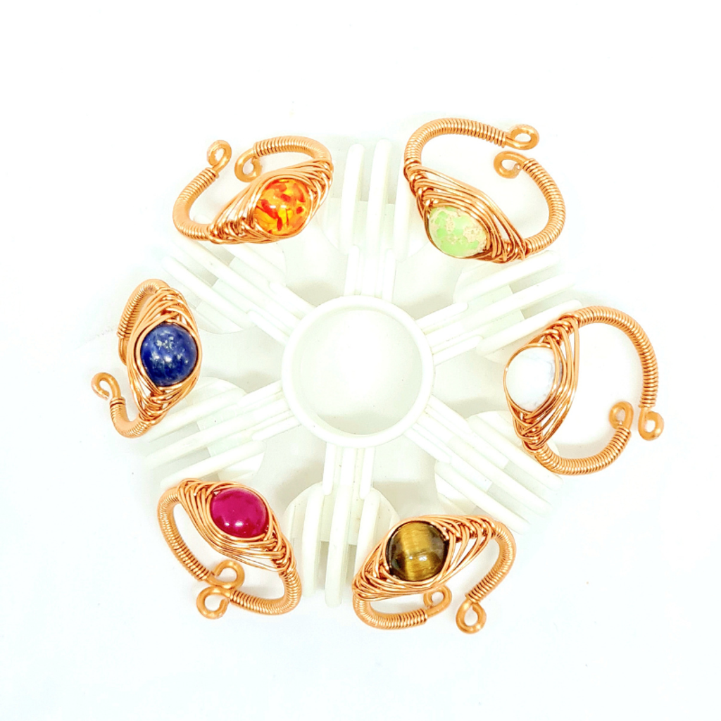Adjustable Copper Ring with Gemstone – Dr. Beads | Copper Jewellery in ...