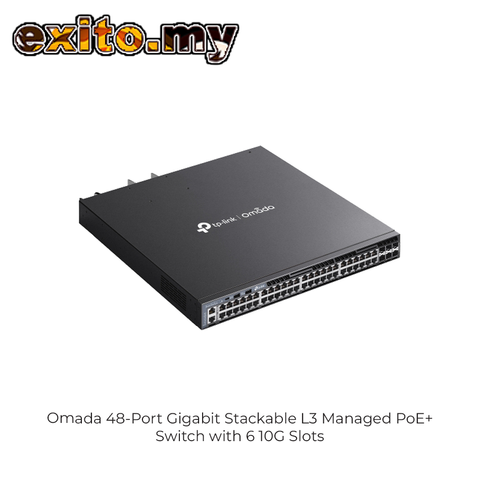 TP-Link SG6654XHP - Omada 48-Port Gigabit Stackable L3 Managed PoE+ Switch with 6 10G Slots ...