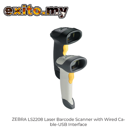 Zebra LS2208 Laser Barcode Scanner with Wired Cable-USB Interface - 5 ...