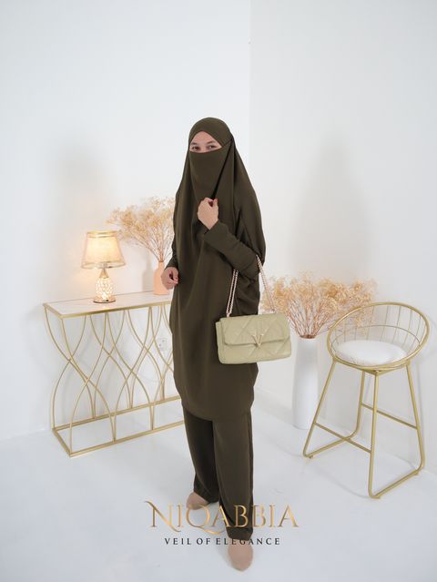 HURIYYA JILBAB PANTS SET (FREE HALF NIQAB) - ARMY GREEN – NIQABBIA ...