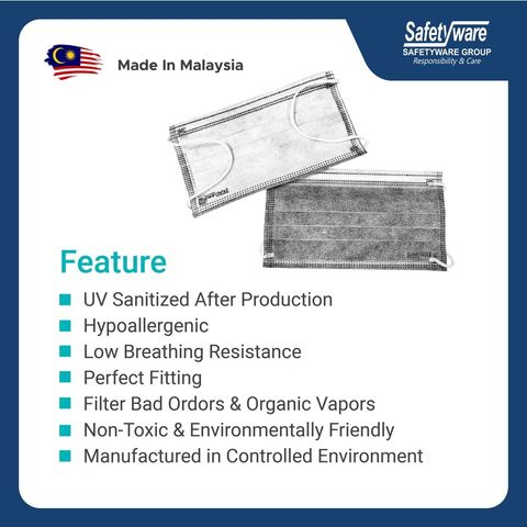 Safetyware 4-Ply Activated Carbon Face Mask | BFE PFE ≥99.9% ...