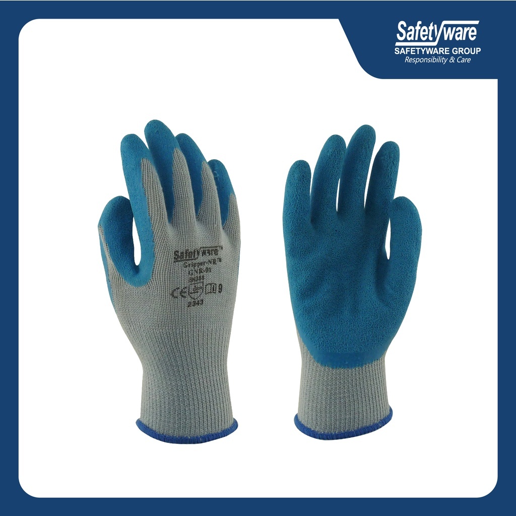 Safetyware Gripper NR Blue Rubber Palm Coated Gloves | General Use ...