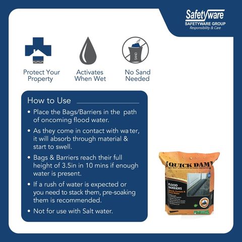 QUICK DAM Water Activated Flood Barrier | Flood Bag | Flood Control ...