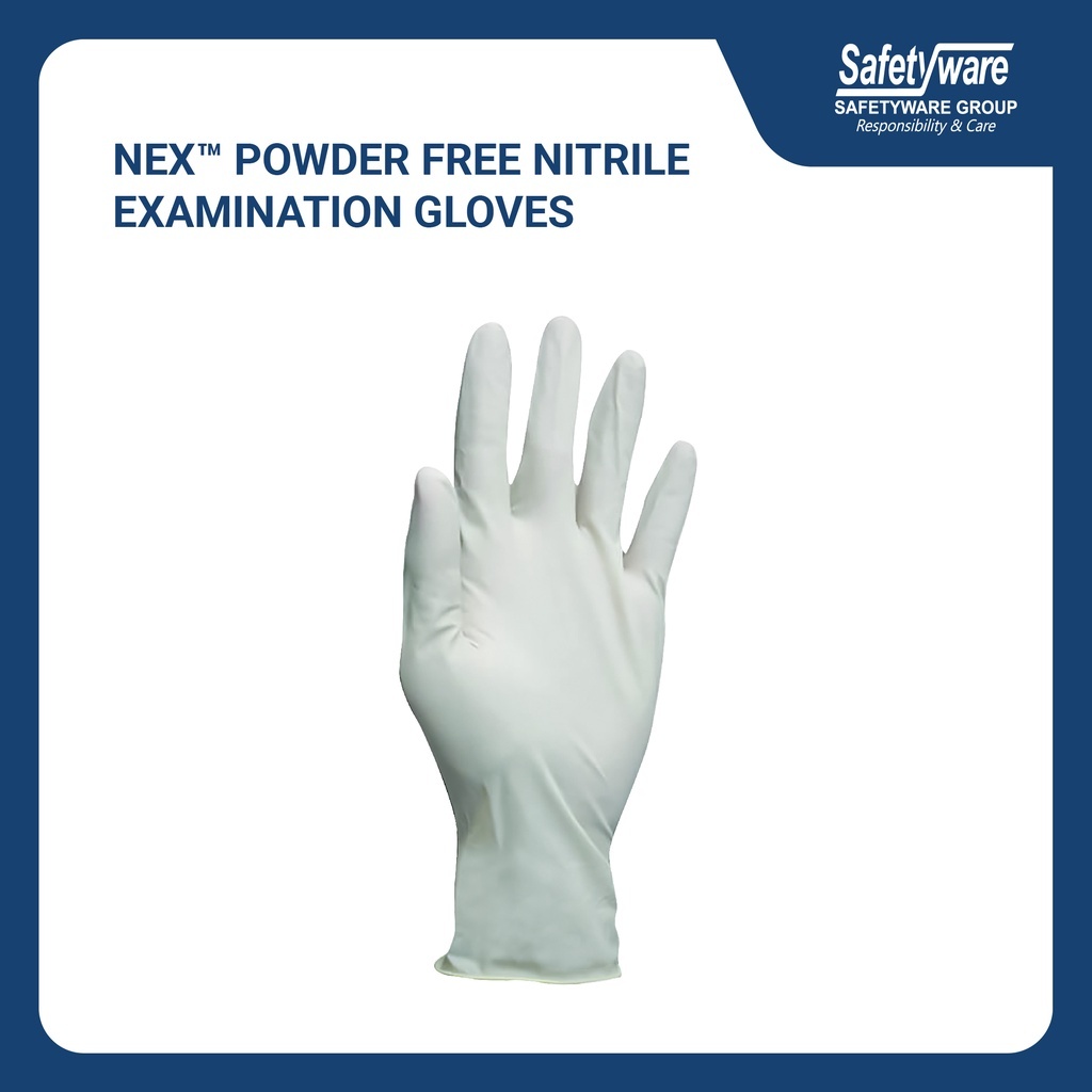 SAFETYWARE NEX Powder Free WHITE Nitrile Exam Gloves I Medical Grade I ...