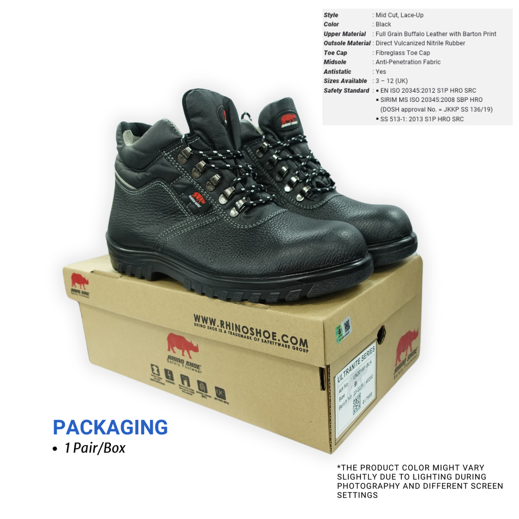 RHINO SHOE UN201SP Ultranite Safety Shoes I Mid Cut I Fiber Glass Toe ...