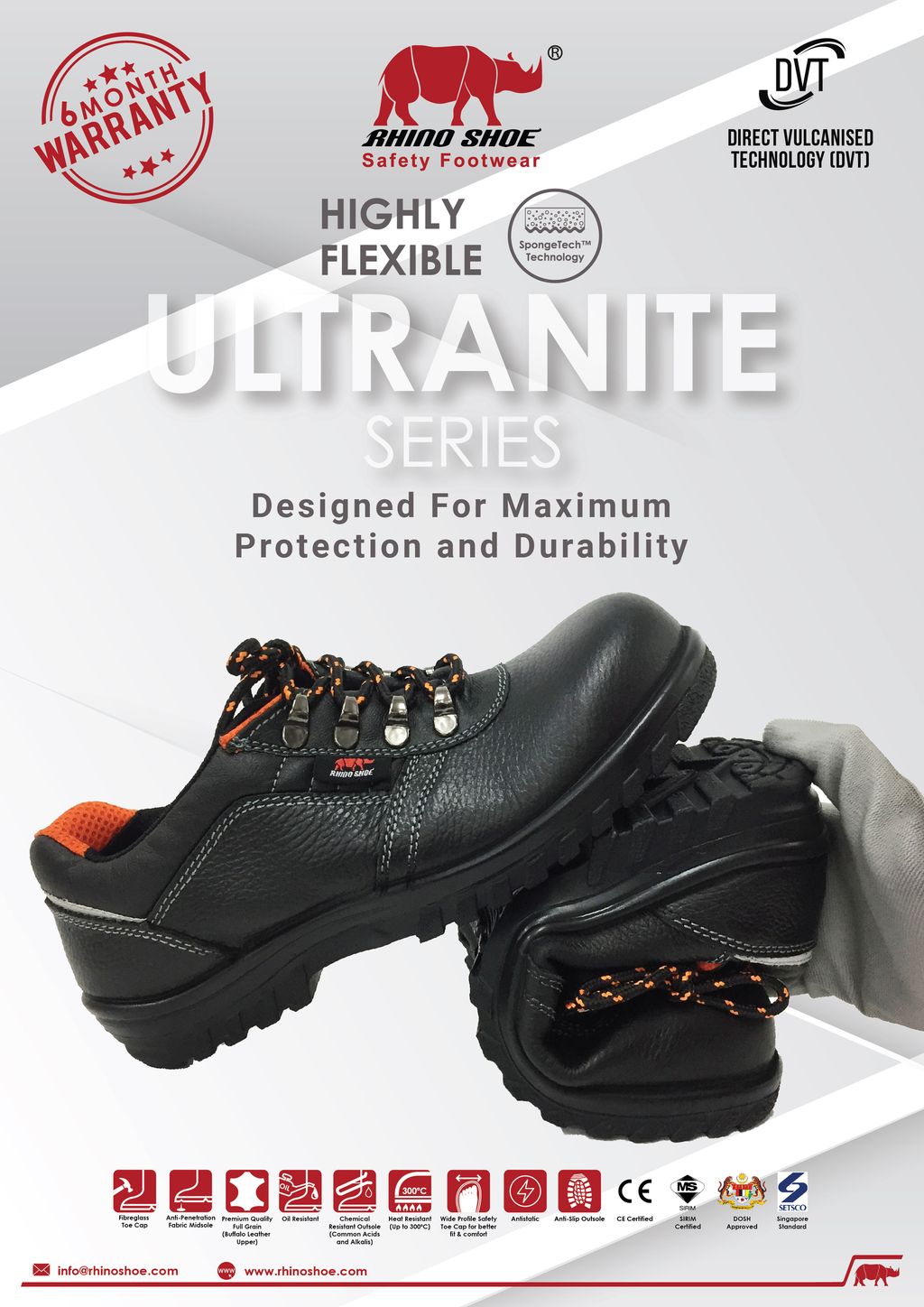RHINO SHOE UN203SP Ultranite Safety Shoes I Mid Cut Slip On I SIRIM ...