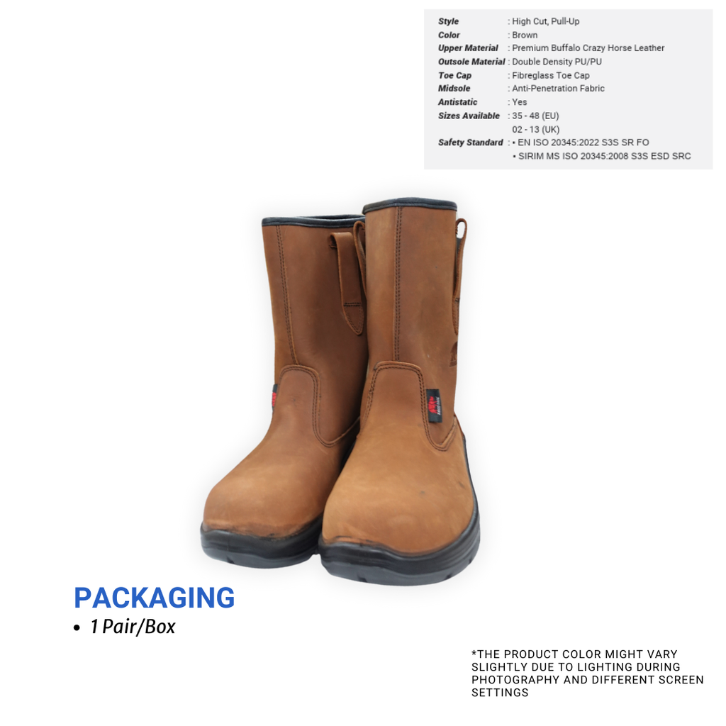 RHINO SHOE PrimeGuard CH302KP Brown High Cut Pull-Up Safety Shoes ...