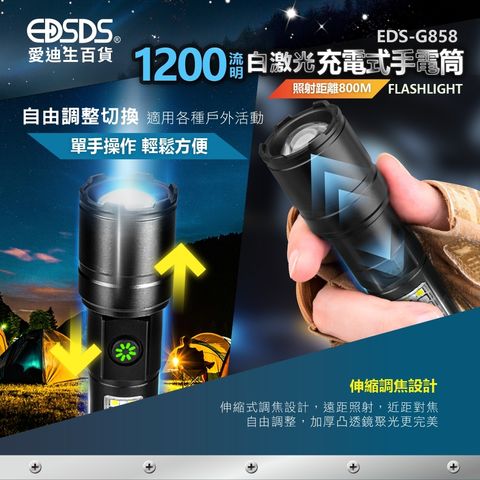 【EDSDS】1200流明白激光充電式手電筒(EDS-G858) – 愛迪生禮贈品