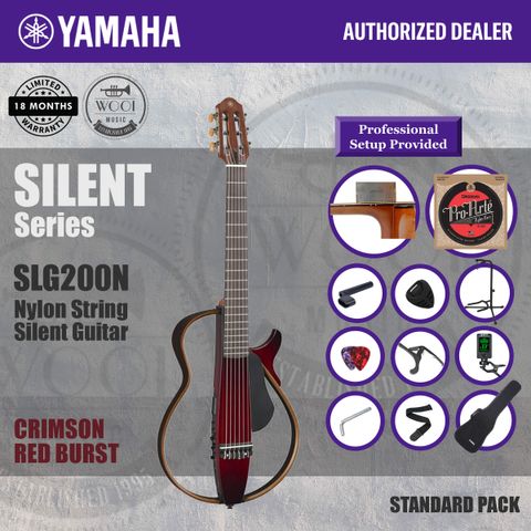Yamaha SLG200N CRB Nylon String SILENT Guitar - Crimson Red Burst ...