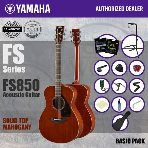 Yamaha FS850 FS Series Mahogany Solid Top Concert Size Acoustic Guitar ...