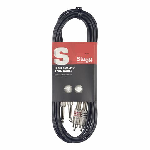 Stagg STC3PCM Twin Cable Dual Mono Jack 1/4 Inch to Dual RCA Cable ...