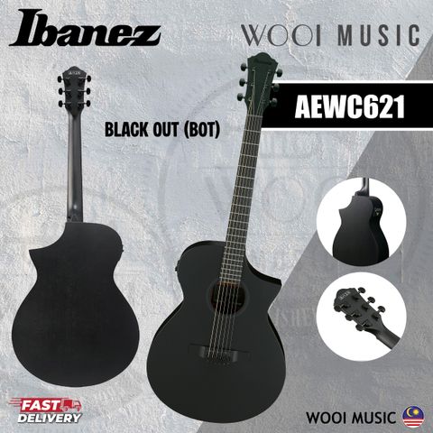 Ibanez AEWC621 BOT AEWC Series w/ Cutaway Acoustic Electric Guitar - Black Out – Wooi Music