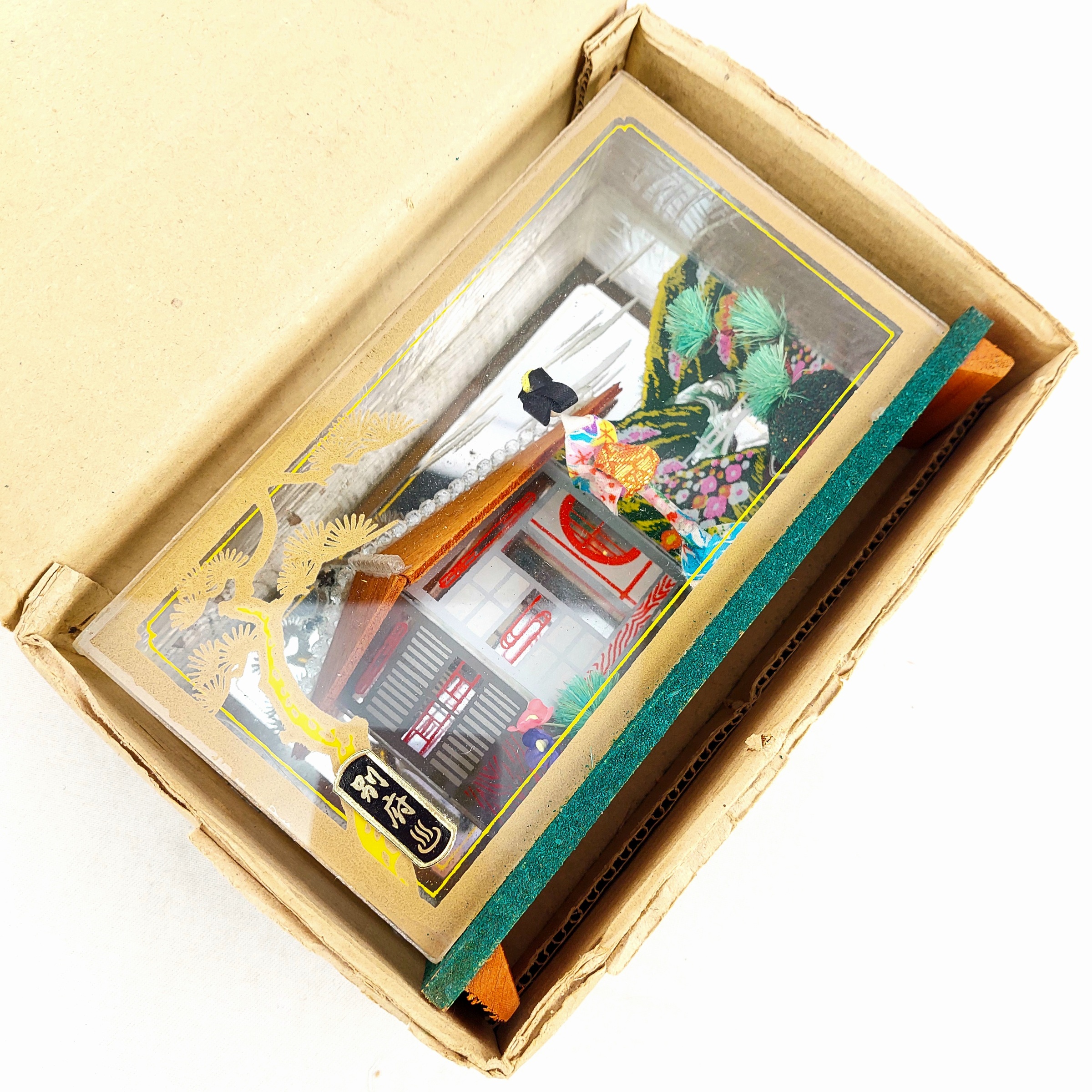 Vintage 20th Century Japanese Glass-box Diorama Zen Geisha Shinto ...