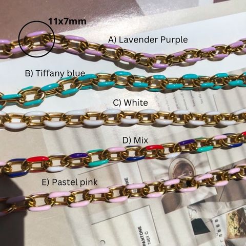 DIY Chain: Stainless steel colourful enamel thick link chain – Anna ...