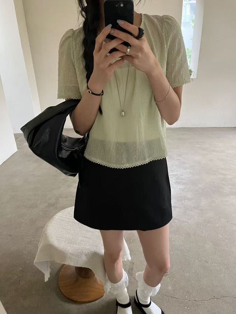 AMELIE SHEER DOT BLOUSE [2 COLOR] – Pickles Studio