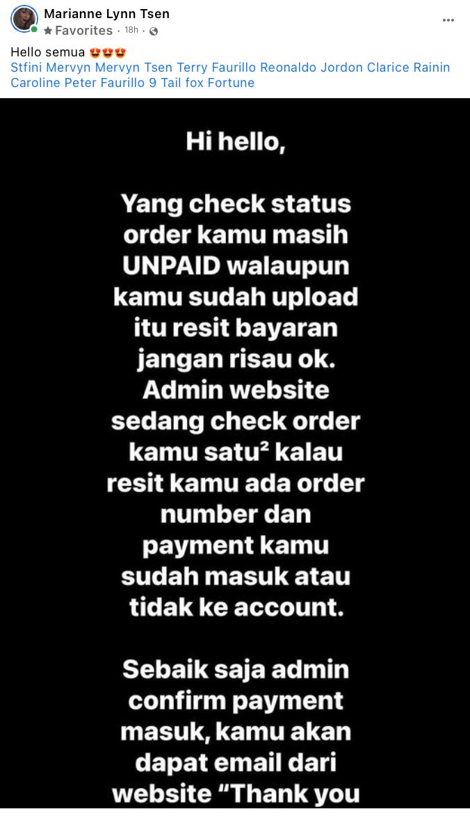 Yang check status order kamu masih UNPAID – Nine Tailed Fox Queen