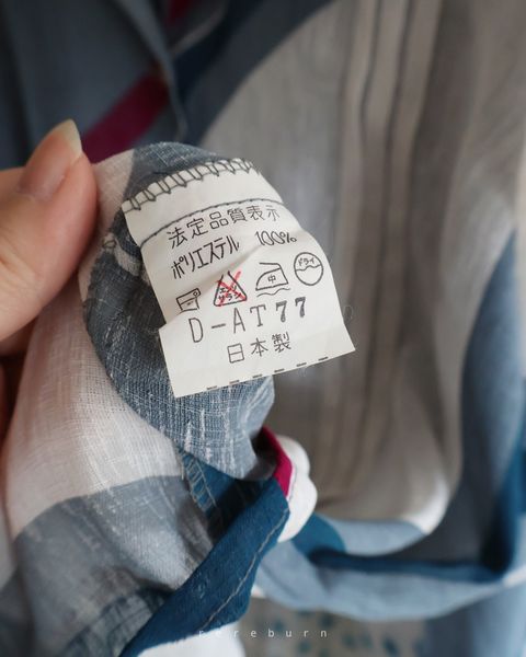 日本製昭和復古剪裁印花長袖灰藍色古著襯衫-T912 – REreburn ｜ 日系女裝＆古著選物