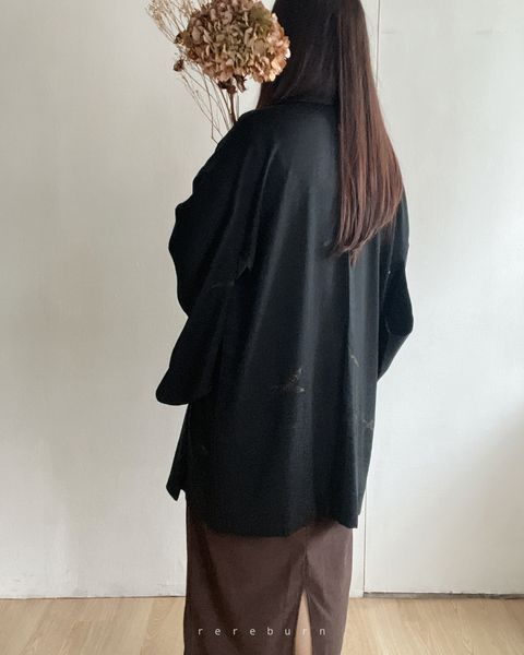 日本製和風羽毛刺繡薄黑色長版古著羽織和服外套-H269 – REreburn ｜ 日系女裝＆古著選物
