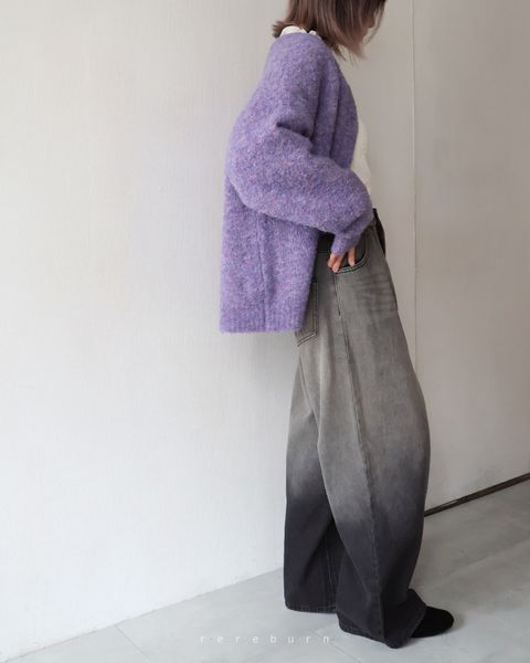 春日系糖果色寬鬆針織外套4色-紫 – REreburn ｜ 日系女裝＆古著選物