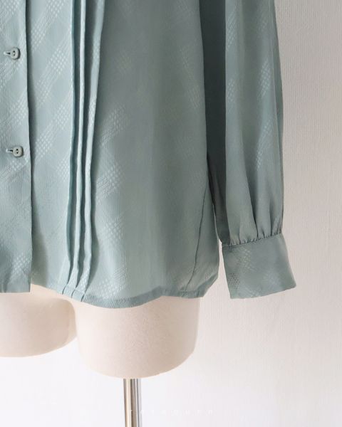 日本製復古方釦格紋印花薄長袖藍綠色古著襯衫-T963 – REreburn ｜ 日系女裝＆古著選物