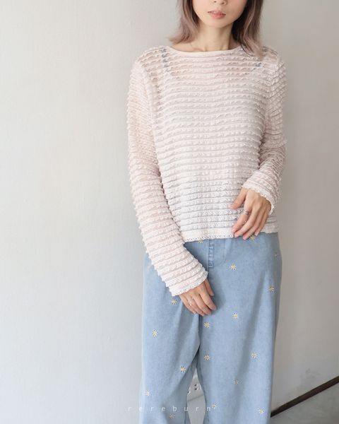 夏日系綁帶雙面穿淡粉色長袖蕾絲罩衫上衣 – REreburn ｜ 日系女裝＆古著選物