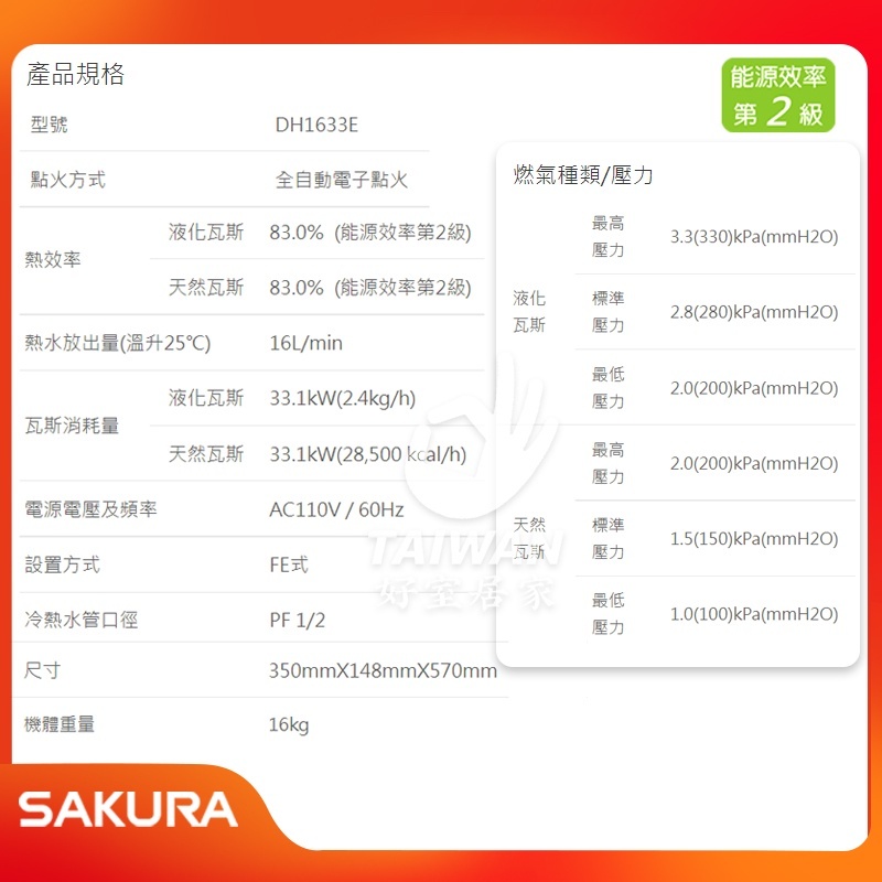 🔥免運含稅送安裝🔥櫻花牌 DH1633E 16L四季溫智能恆溫 DH-1633E 分段火排 有線遙控 方便調溫 智能恆溫 – 好室居家