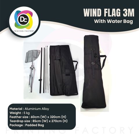 WIND FLAG 3M WITH ALUMINIUM STAND WITH WATER BAG – Dcprintingfactory