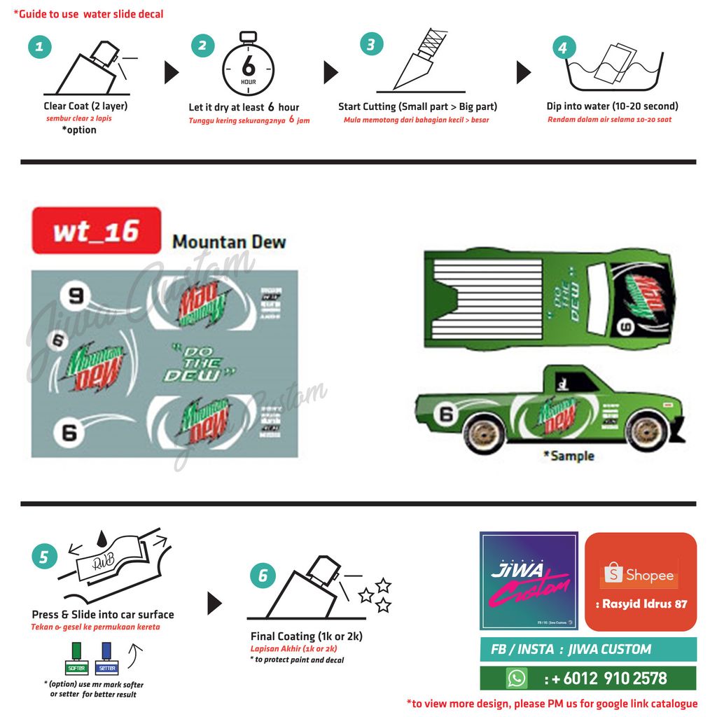 Water Slide Decal : wt_13 - wt_24 – Jiwacustom