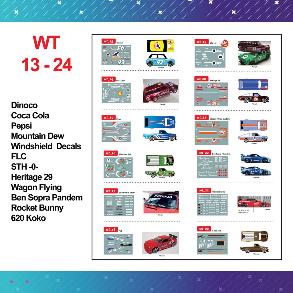 Water Slide Decal : wt_13 - wt_24 – Jiwacustom