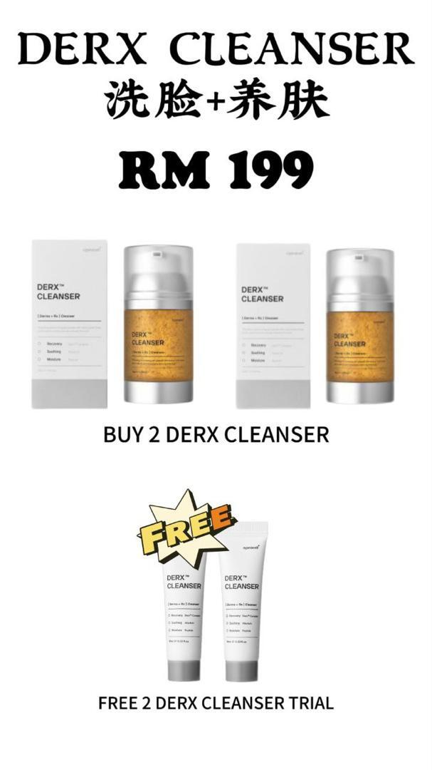Promo 2 Bottles Derx Cleanser 120ml (Free 2 Tubes Derx Cleanser Trial ...