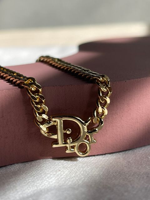 Vintage Dior oblique thick gold necklace – Livz Vintage