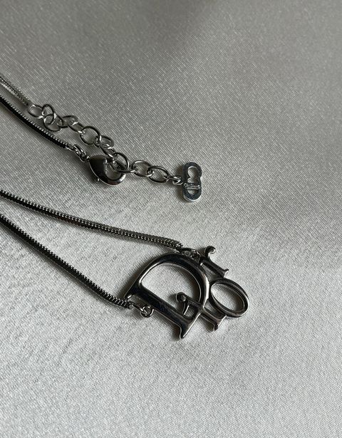 Vintage Dior silver large oblique necklace – Livz Vintage